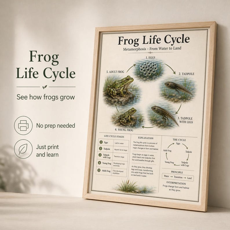 Frog Life Cycle Poster | Amphibian Metamorphosis Chart | Biology ...