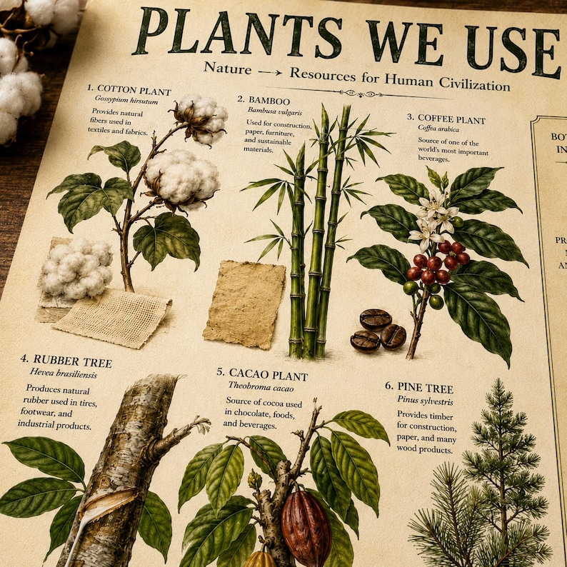 Plants We Use Poster | Economic Botany Reference Chart | Plant Biology ...