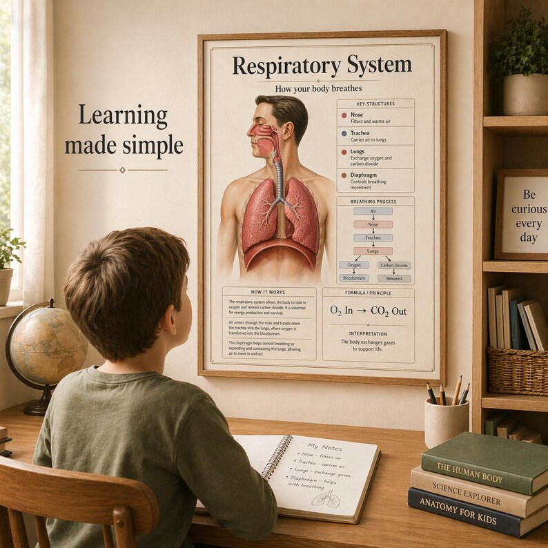 Respiratory System Poster | Human Anatomy Chart | Biology Classroom ...