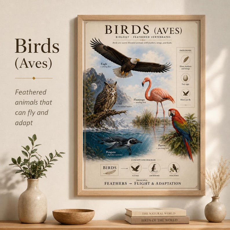Birds Poster | Aves Classification Chart | Biology Classroom Poster ...