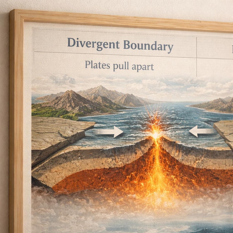 Plate Tectonics Educational Poster, Earth Science Chart, Vintage Style ...