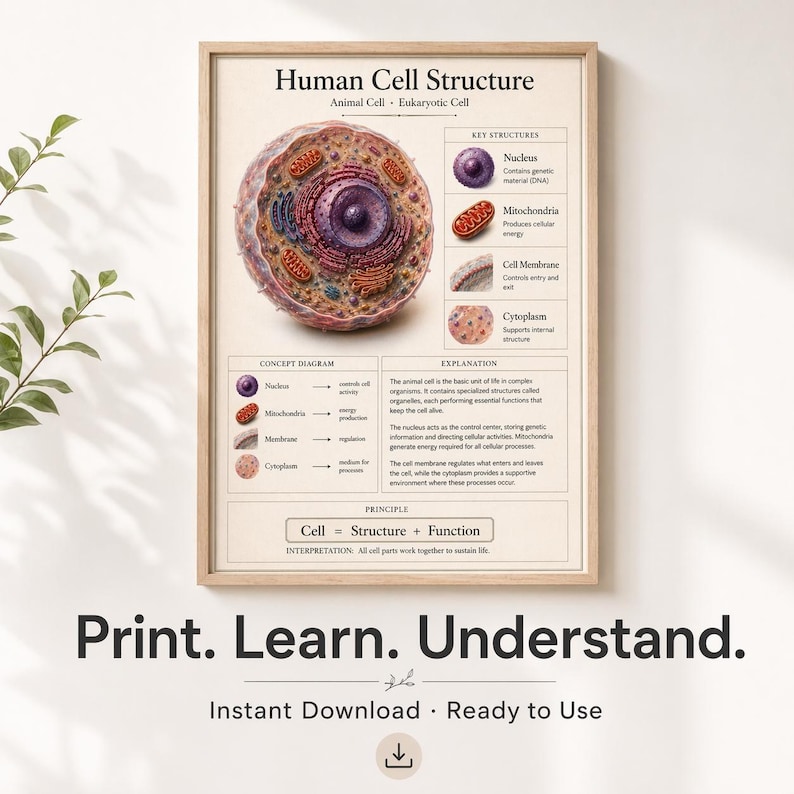 Animal Cell Structure Poster | Biology Wall Art, Homeschool Science ...
