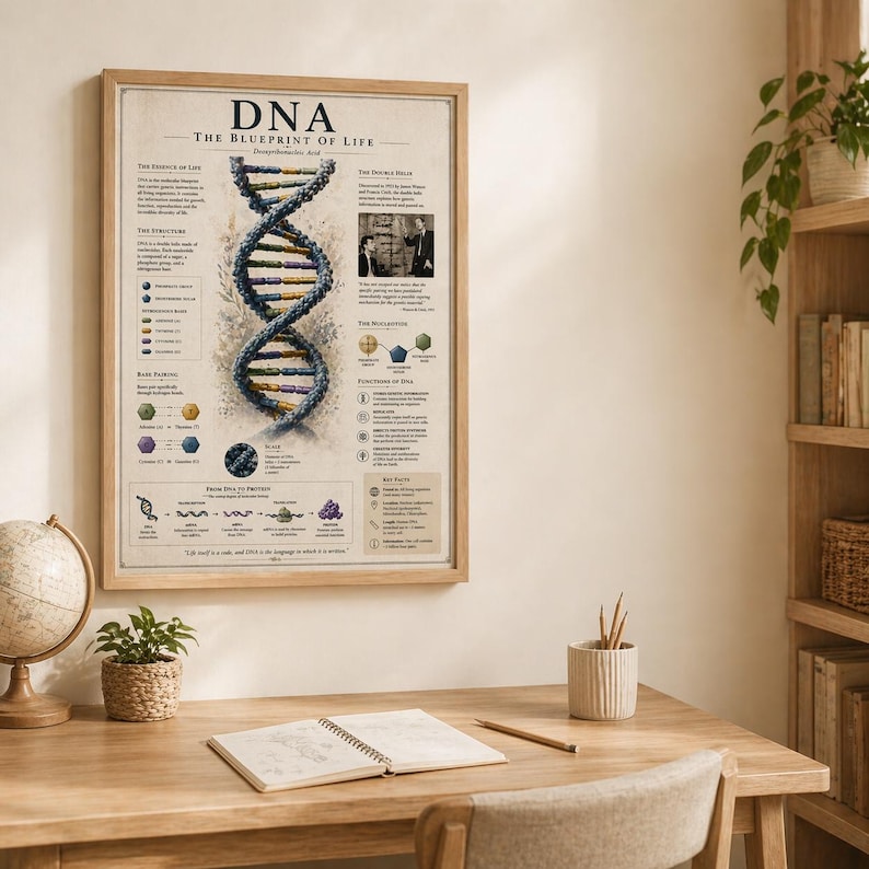 DNA Structure Poster | Biology Double Helix Chart (PDF Download) - Etsy