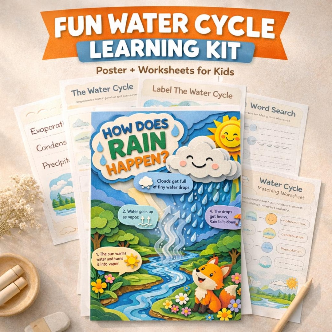 Water Cycle Poster & Worksheet | Science Water Cycle Poster (digital ...