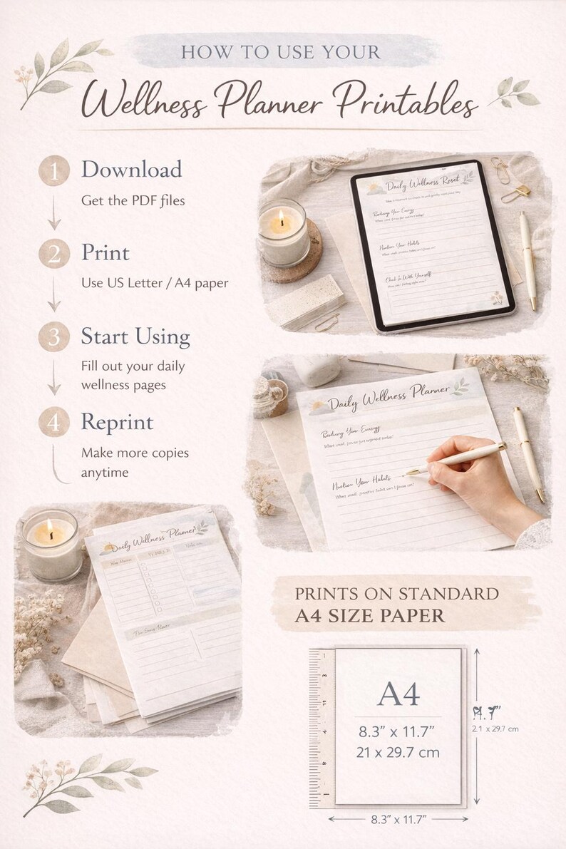 Wellness Reset Action Pack | Printable Wellness Worksheet, Daily ...