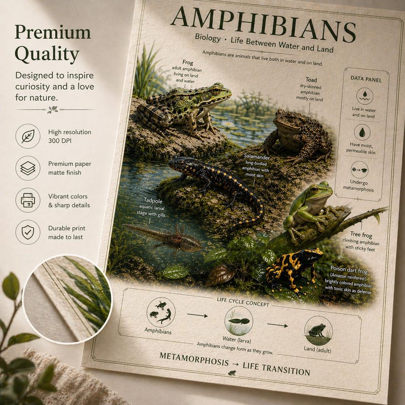 Amphibians Poster | Frog Life Cycle Chart | Biology Classroom Poster ...