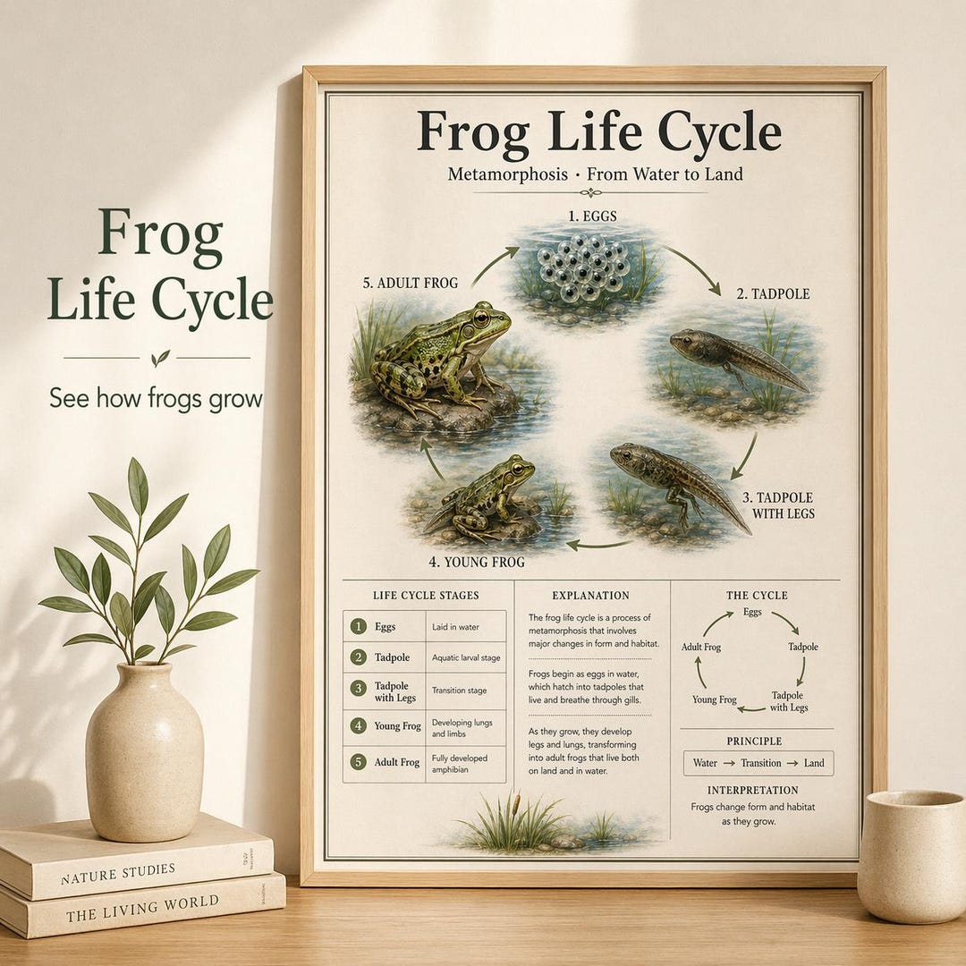 Frog Life Cycle Poster | Amphibian Metamorphosis Chart | Biology ...