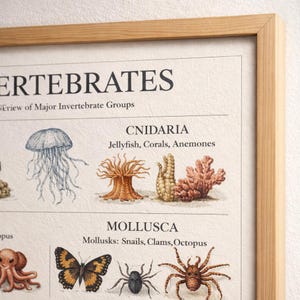 Invertebrates Educational Biology Poster – Animals Without Backbones ...