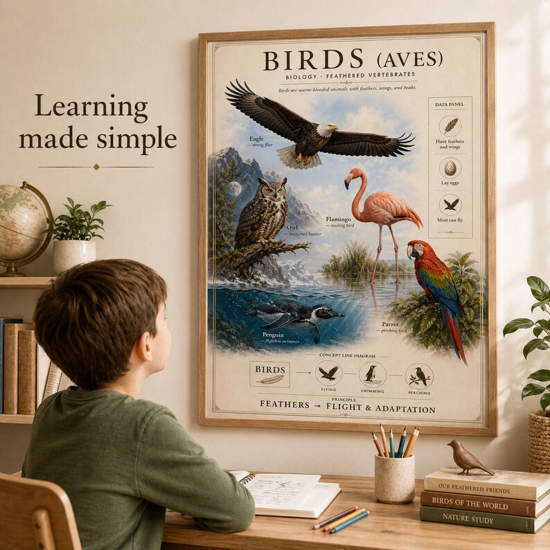 Birds Poster | Aves Classification Chart | Biology Classroom Poster ...