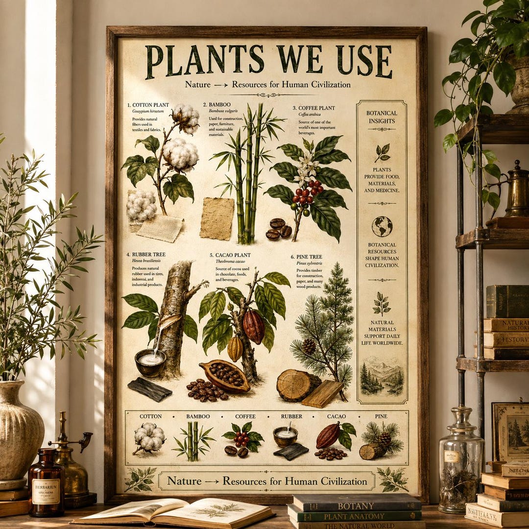 Plants We Use Poster | Economic Botany Reference Chart | Plant Biology ...