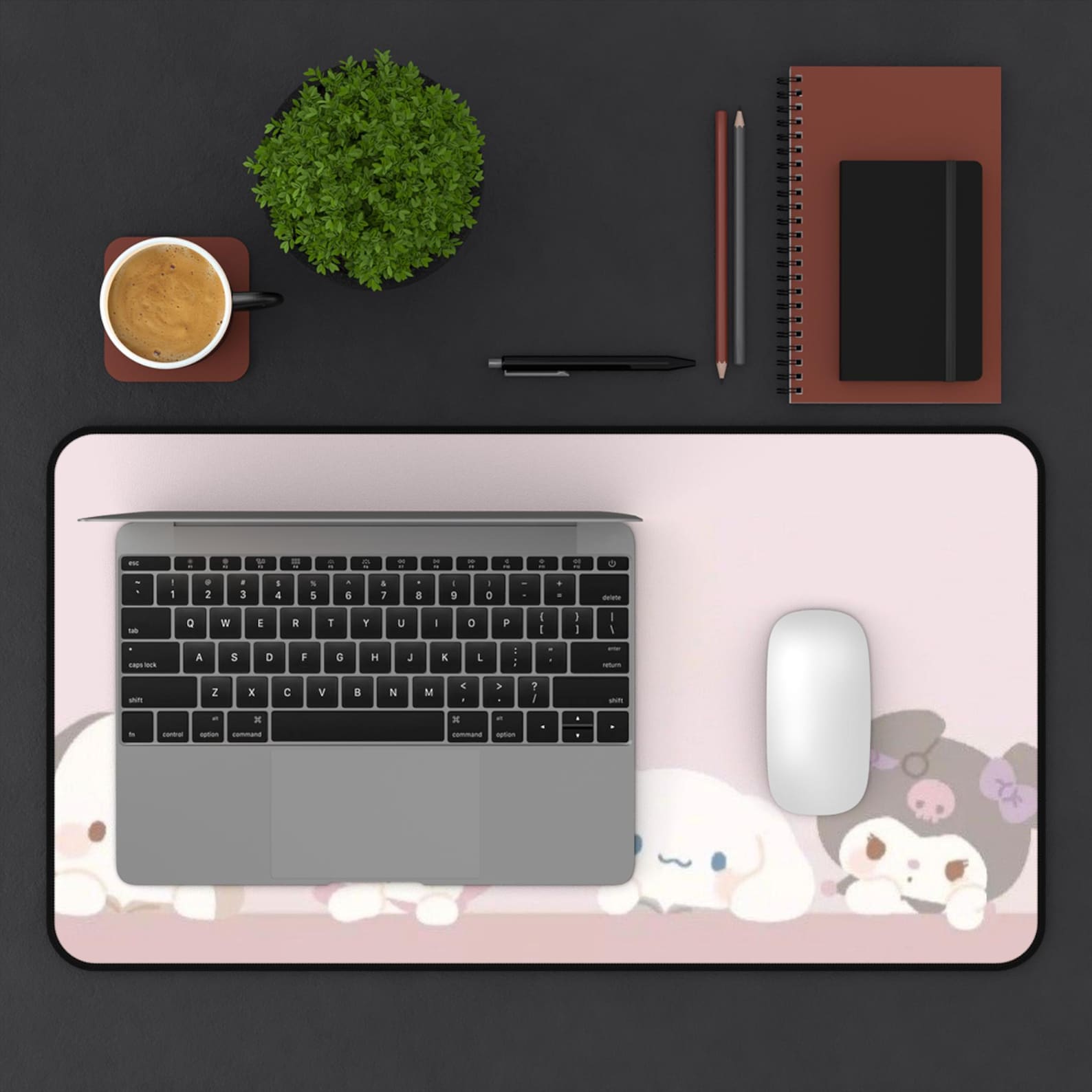 Kawaii Pastel Characters Desk Mat | Cute Pink Sanrio-style Mouse ...