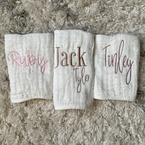Custom Embroidered Muslin Burp Rags // Personalized Burp Cloths // Baby ...