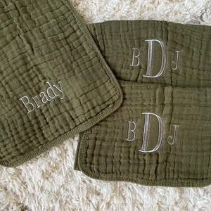 Custom Embroidered Muslin Burp Rags // Personalized Burp Cloths // Baby ...