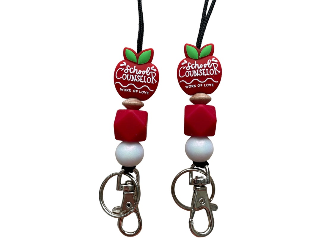 School Counselor Beaded Teacher Lanyard // Beaded Lanyard // Silicone ...