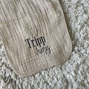 Custom Embroidered Muslin Burp Rags // Personalized Burp Cloths // Baby ...