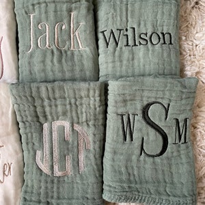 Custom Embroidered Muslin Burp Rags // Personalized Burp Cloths // Baby ...