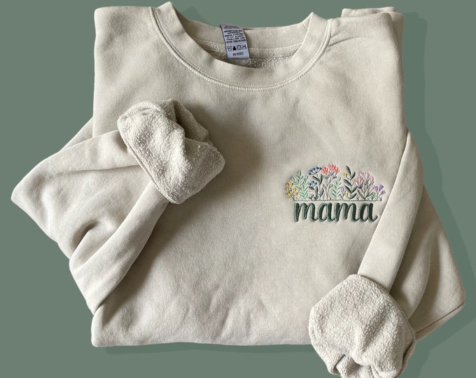 Floral Mama Embroidered Adult Sweatshirt // Mama Sweatshirt // Grandma ...