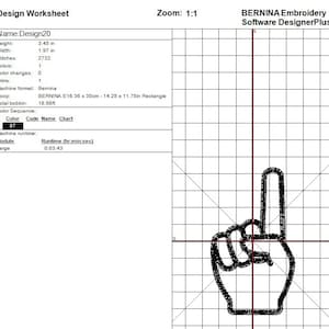 One Finger Machine Embroidery Design, 4 Sizes, Number One Finger ...