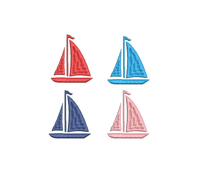 Sailboat Machine Embroidery Design Ocean Beach 6 Sizes | Etsy