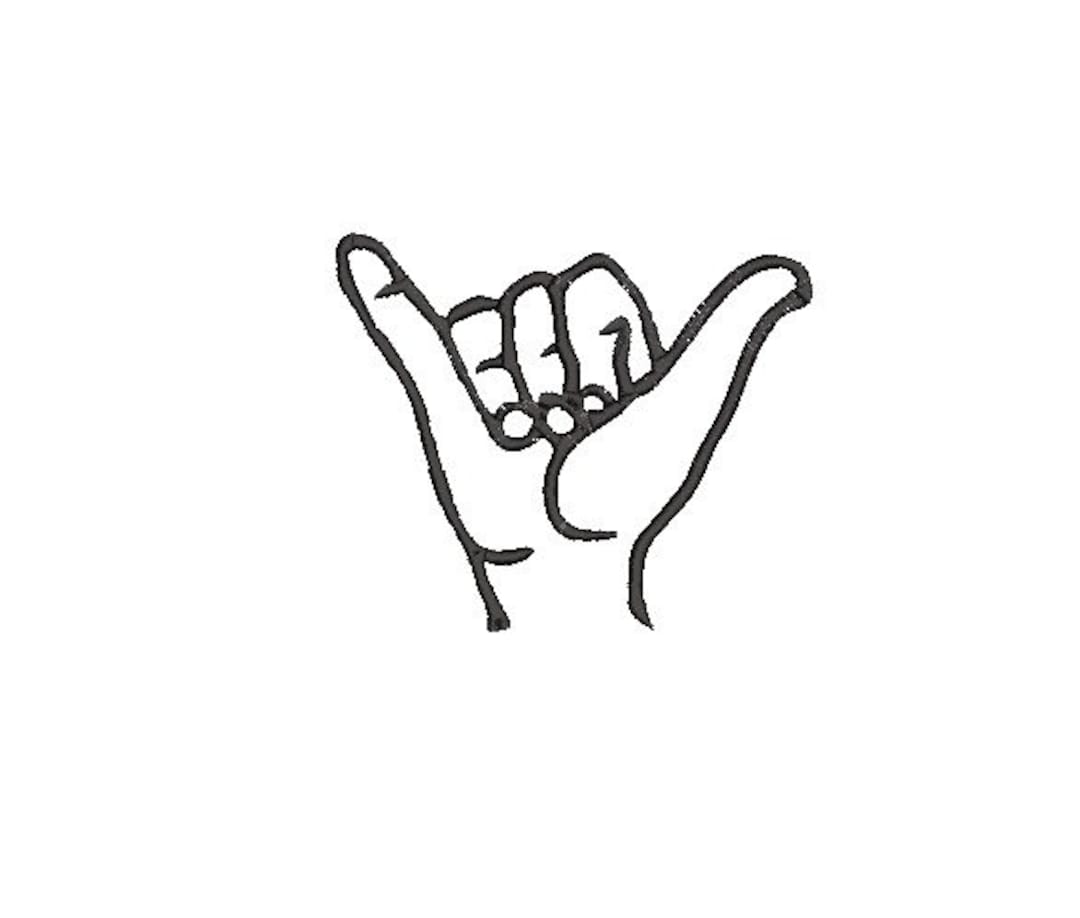 Surfer Hand Machine Embroidery Design, 6 Sizes, Thumb Little Finger ...