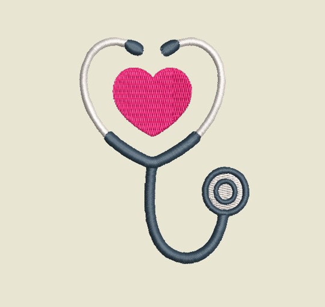 Stethoscope Heart Machine Embroidery Design, 5 Sizes, Nurse Love ...