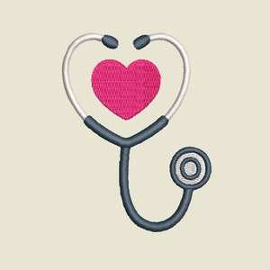 Stethoscope Heart Machine Embroidery Design, 5 Sizes, Nurse Love ...