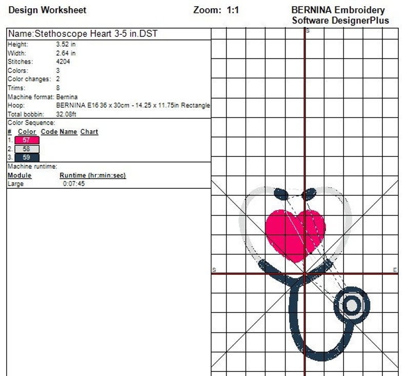 Stethoscope Heart Machine Embroidery Design 5 Sizes Nurse - Etsy