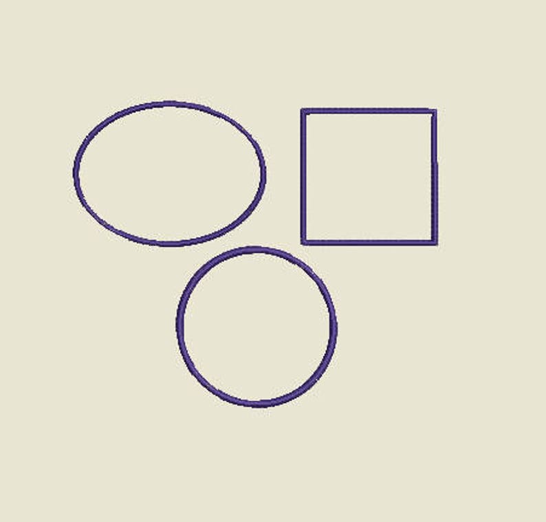 Shapes Outline Machine Embroidery Design, Circle, Square, Oval (digital ...