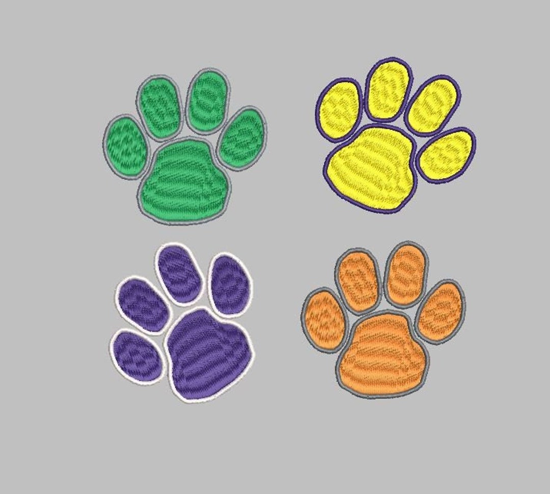 Outlined Paw Print Embroidery Design, Paw Print Embroidery Design ...