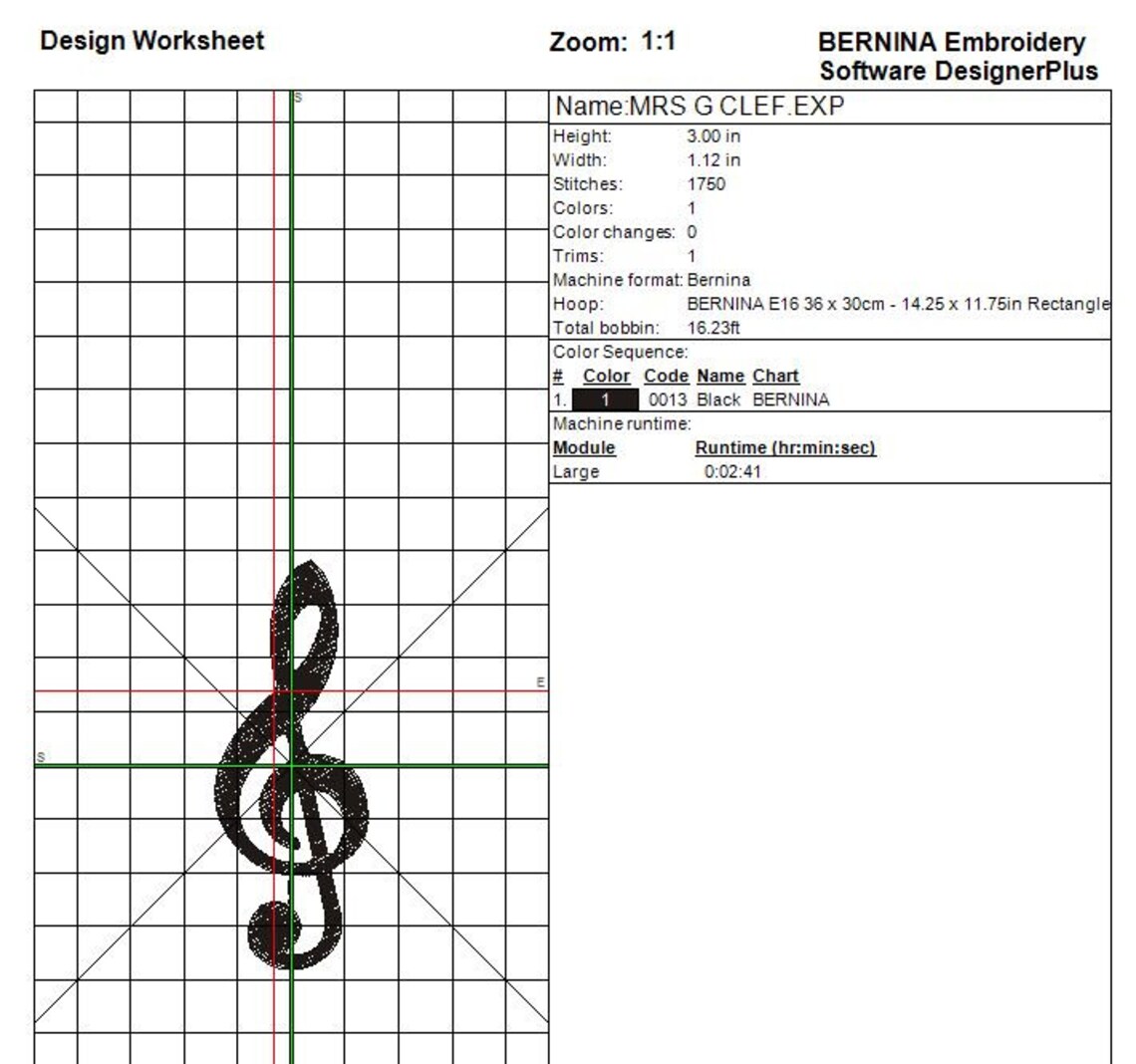 Mrs G Clef Machine Embroidery Design 4 Sizes Music Designs | Etsy