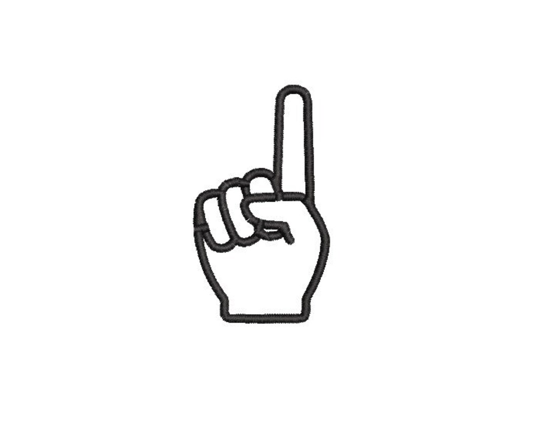 One Finger Machine Embroidery Design, 4 Sizes, Number One Finger ...