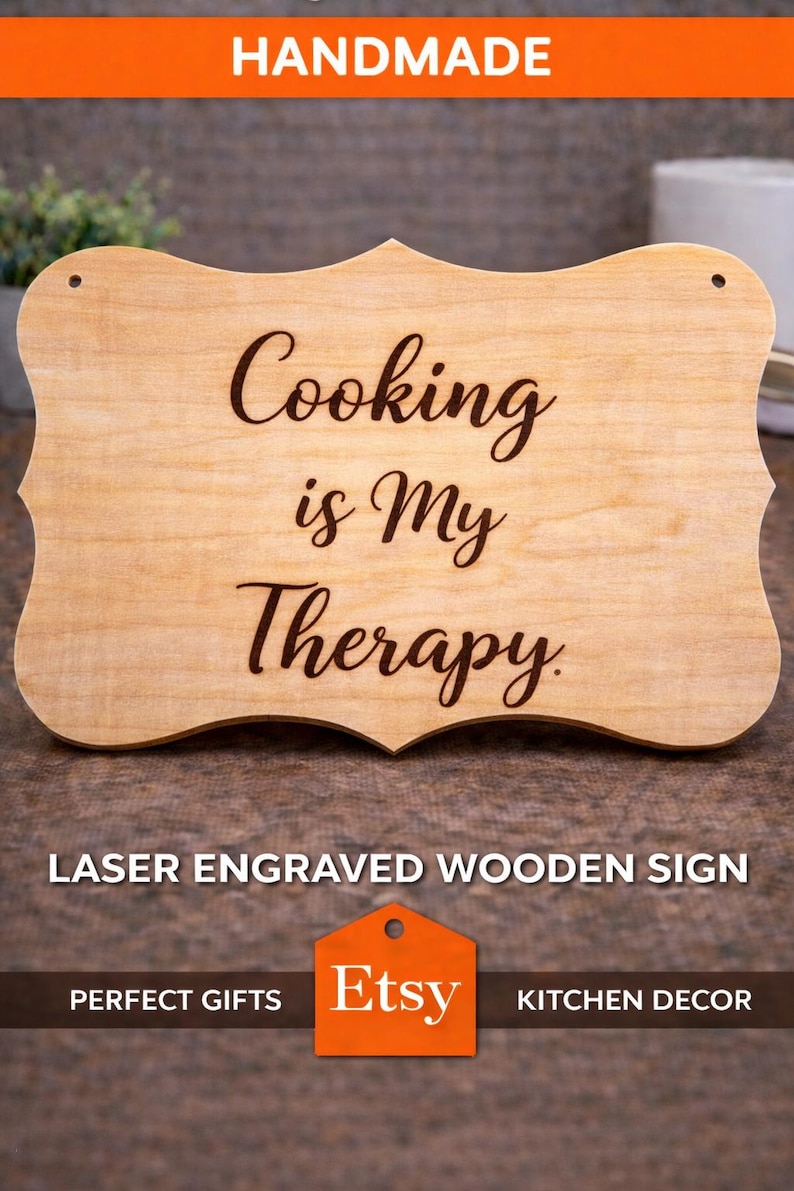 Cooking is My Therapy - Wooden Sign - Etsy