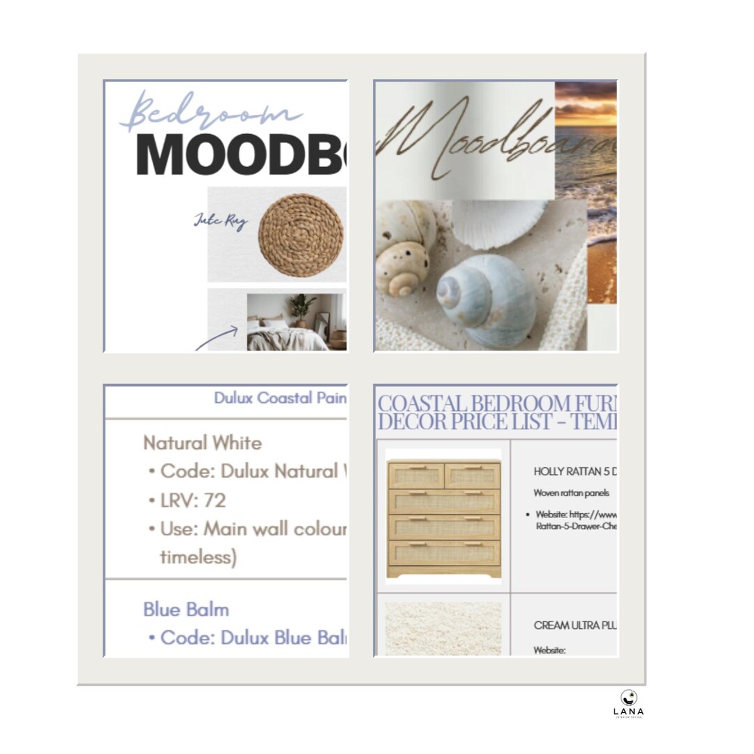 Coastal Bedroom Retreat Mood Board | Dulux Paint Colours + LRV ...