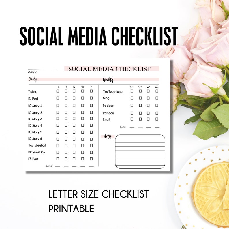 Printable Social Media Checklist, Printable Checklist, Social Media Planner, Social Media Help ...