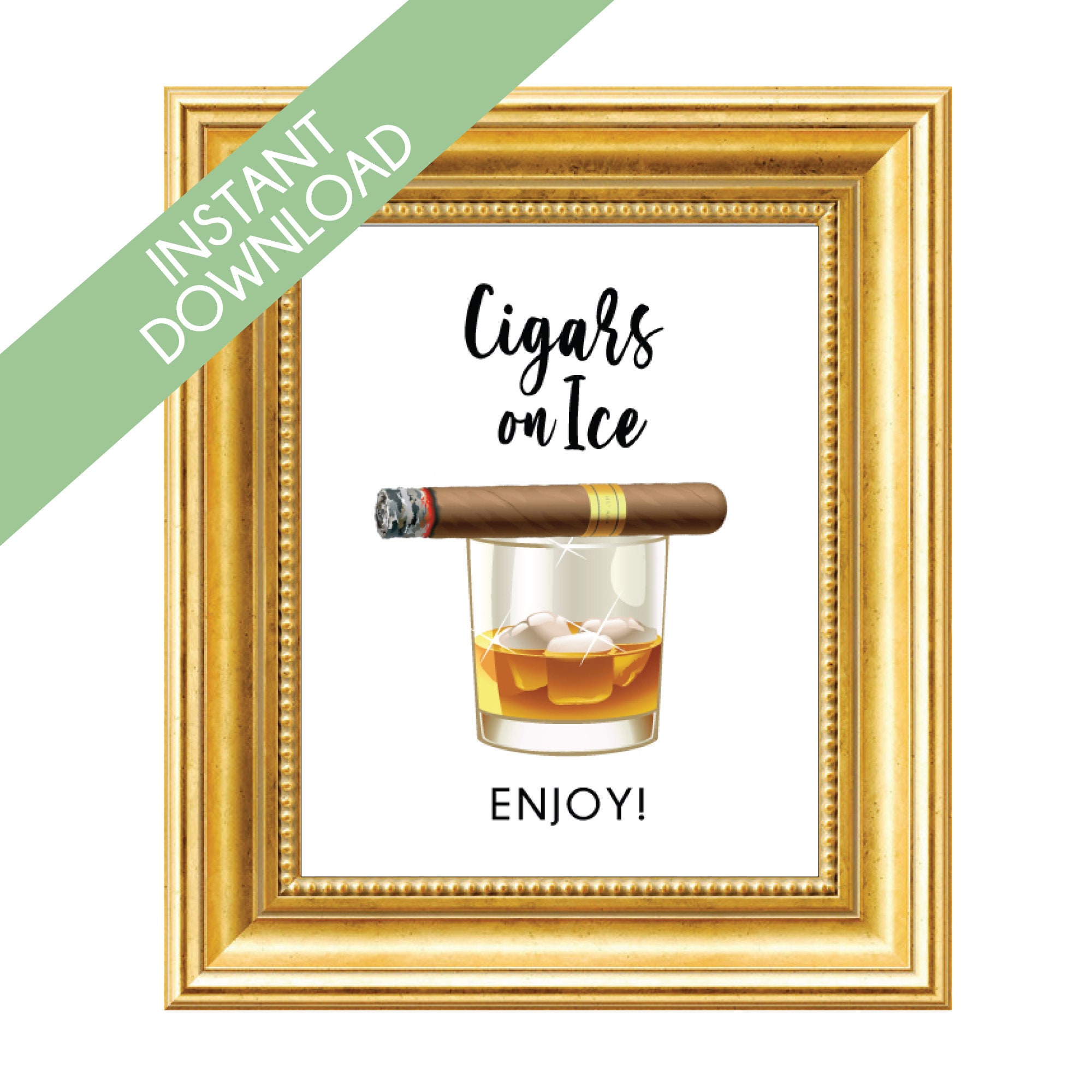 Bourbon and Cigar Bar / Cigar Bar Sign Download / Cigars on Ice / Cigar ...