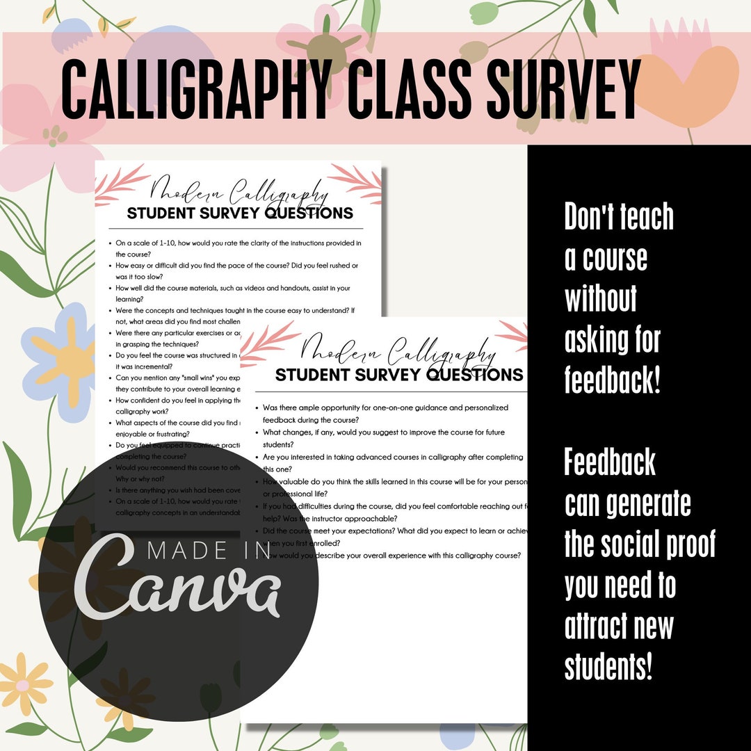 Canva Survey, Canva Template, Modern Calligraphy, Calligraphy Class ...