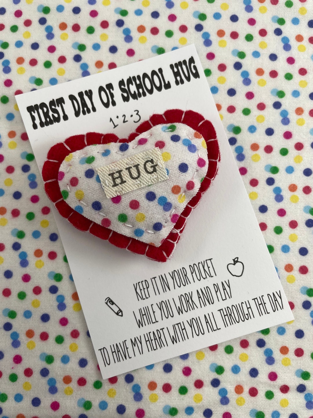 First Day of School Pocket Hug | Back to School Hug | Backpack ...