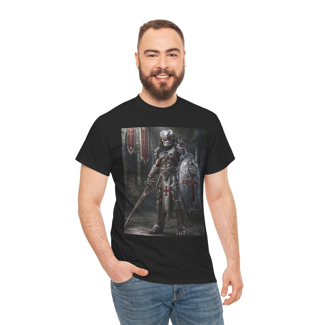 Predator Crusader Knight Illustration Tee Medieval Armor, Sword ...