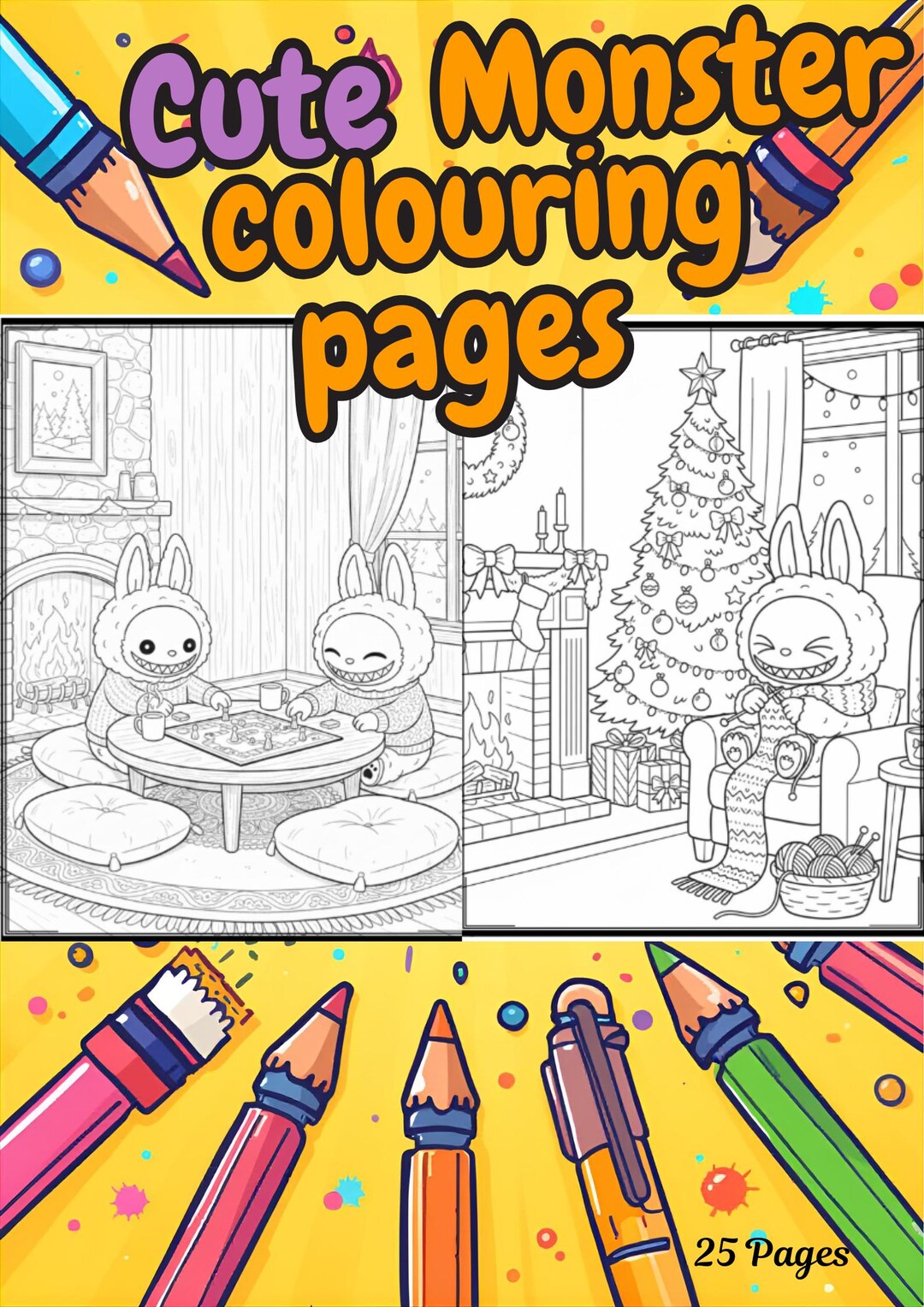 Monster Coloring Pages, 25 Cozy Designs (PDF Pattern - Etsy