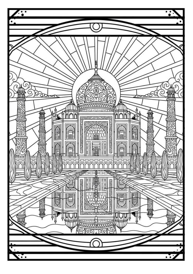 52 Stained Glass Adult Coloring Pages - Animals, 7 Wonders of the World ...