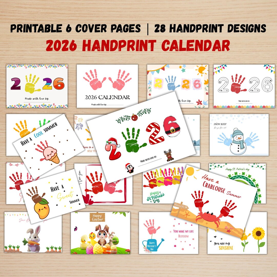 2026 Handprint Calendar Craft | Baby Keepsake Gift | DIY Printable ...