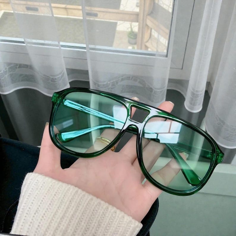 Retro Punk Oversized Green Men Women Sunglasses – Vintage UV400 Outdoor ...