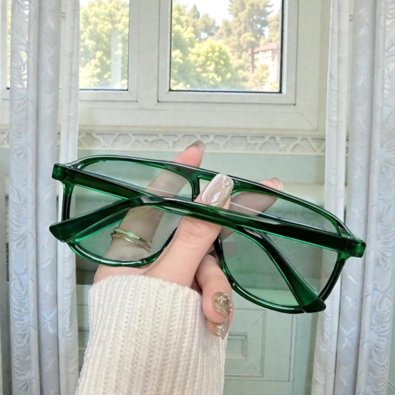 Retro Punk Oversized Green Men Women Sunglasses – Vintage UV400 Outdoor ...