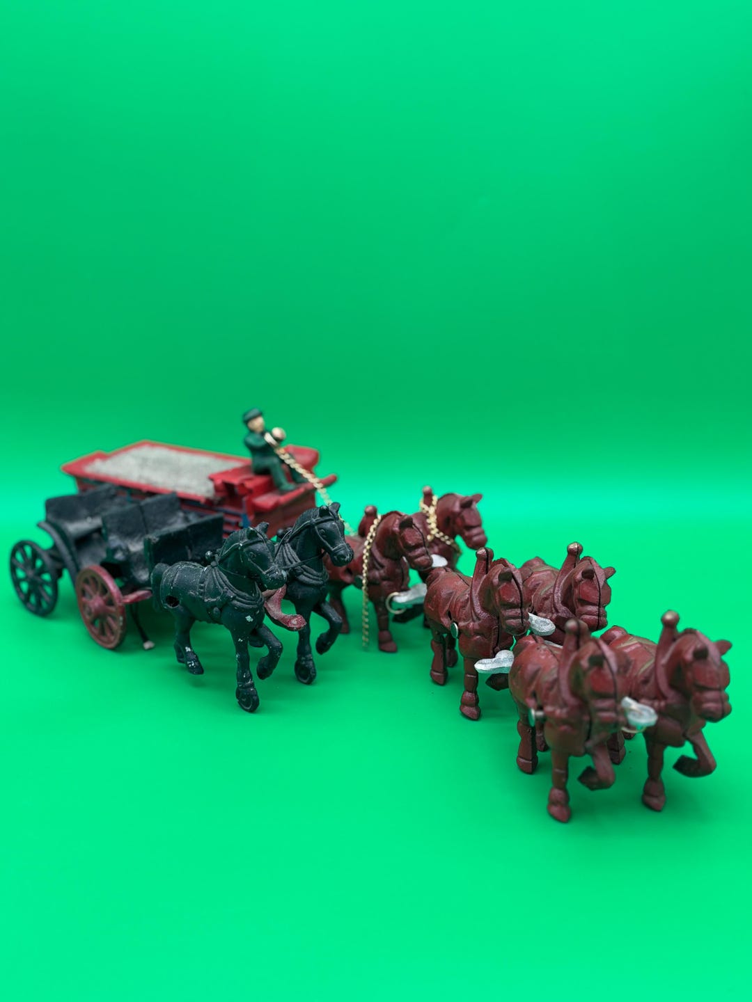 Vintage Cast Iron Horse-drawn Wagon Toy Lot, Drivers & Carts, Early ...