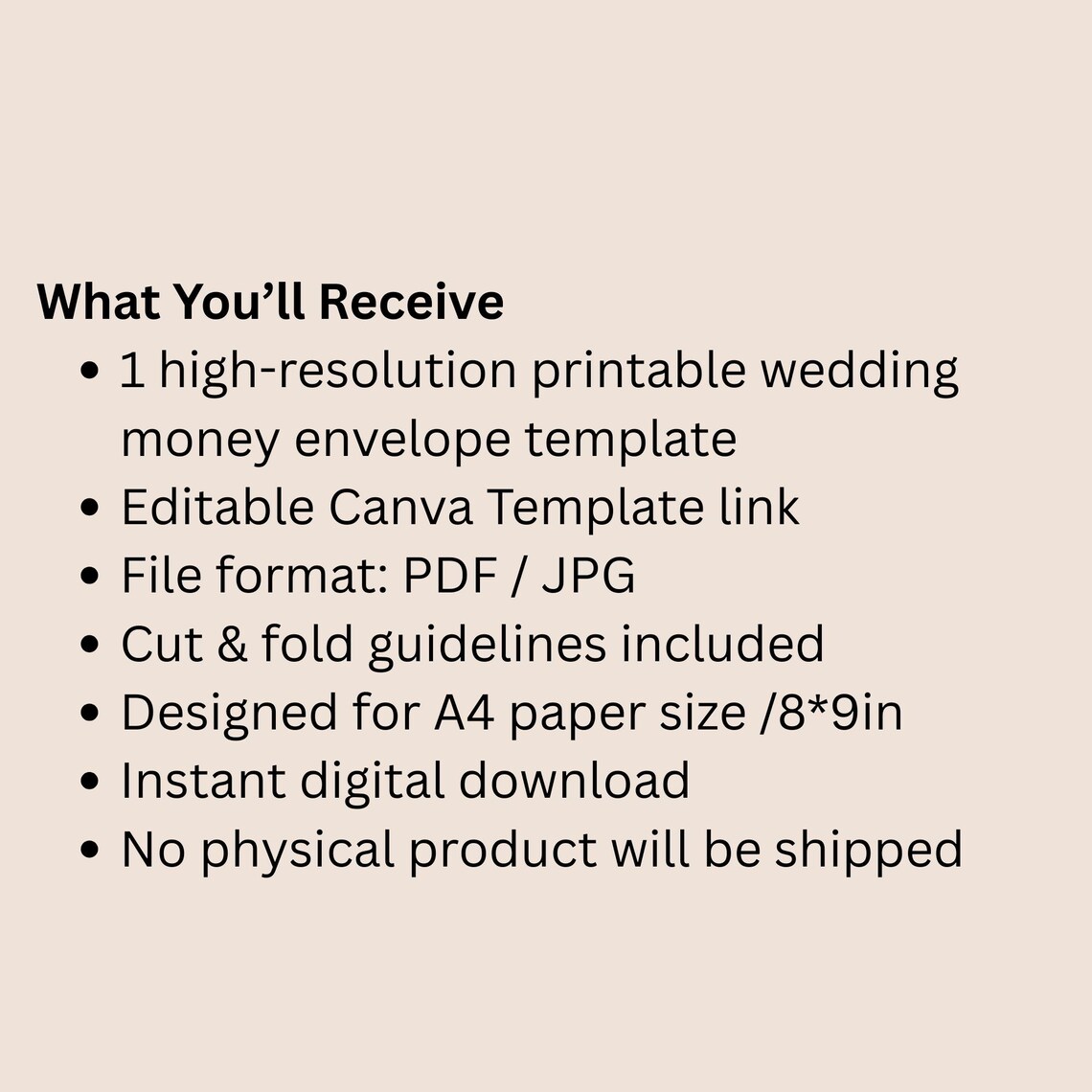 Elegant Wedding Money Envelope Template | DIY Cash Gift (canva Editable ...