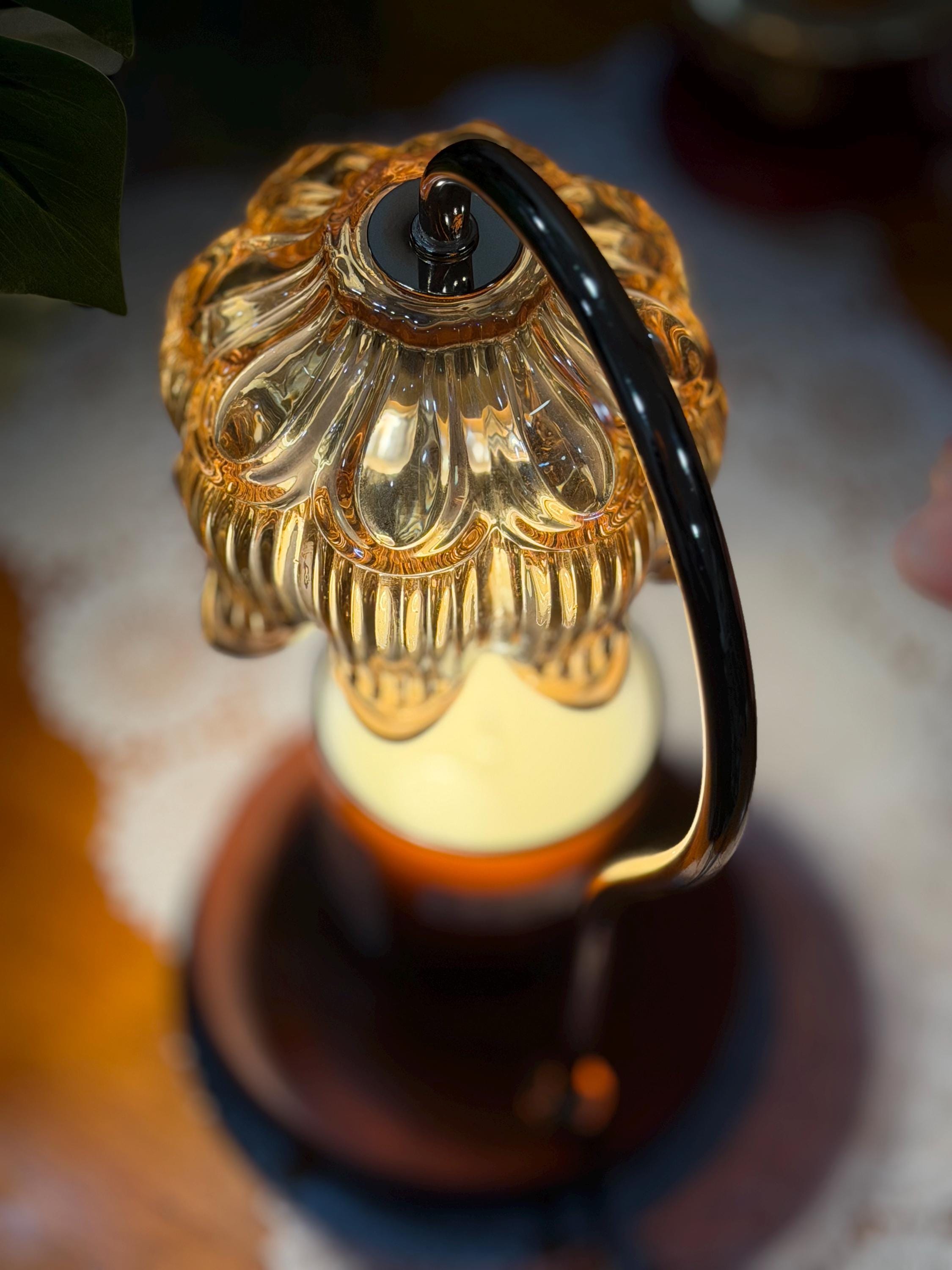 Vintage Glass Flower Candle Warmer Lamp – Flameless Wax Melt Heater ...