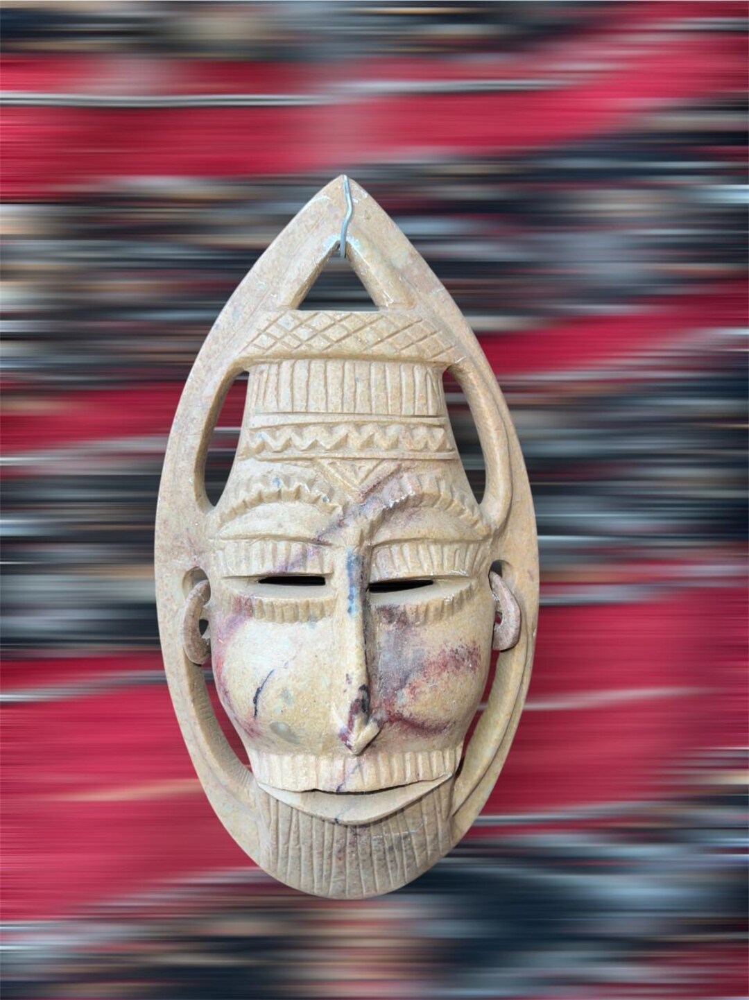 Hand-carved Alabaster African Mask Sculpture – Vintage Tribal Home ...