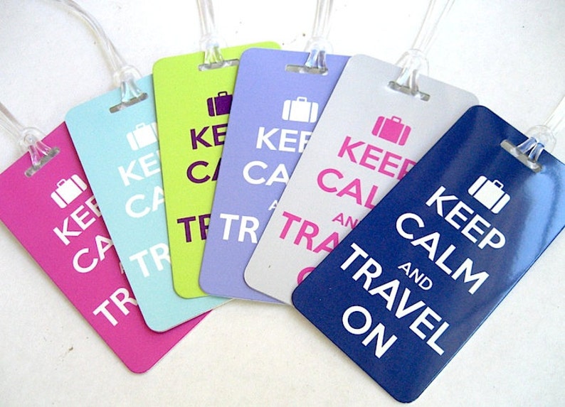 Luggage Tag Pair Keep Calm and Travel on Luggage Tag Pair - Etsy