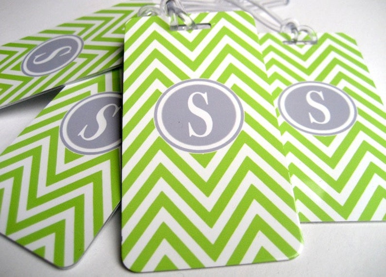 Luggage Tag Family 4 pack Chevron Luggage Tags Custom Lime | Etsy