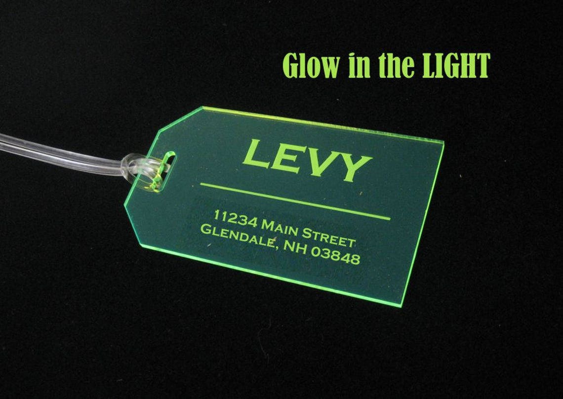 Luggage Tag - Neon Glow in the Light Custom Engraved Luggage Tag ...